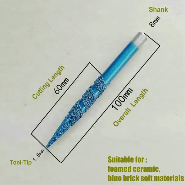 6-12 мм V-образные алмазные фрезы с шариковым носом, фрезы с ЧПУ, 3D коническая 8x 1.5x 60x 100L