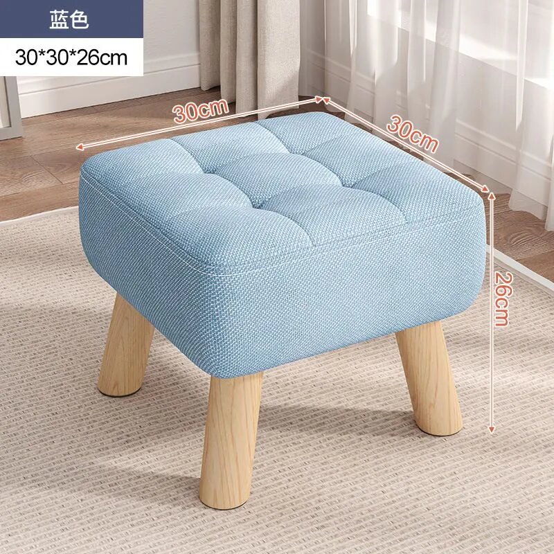 Табурет лазурный 30x30x26см для дома, 1 шт. Массив дерева