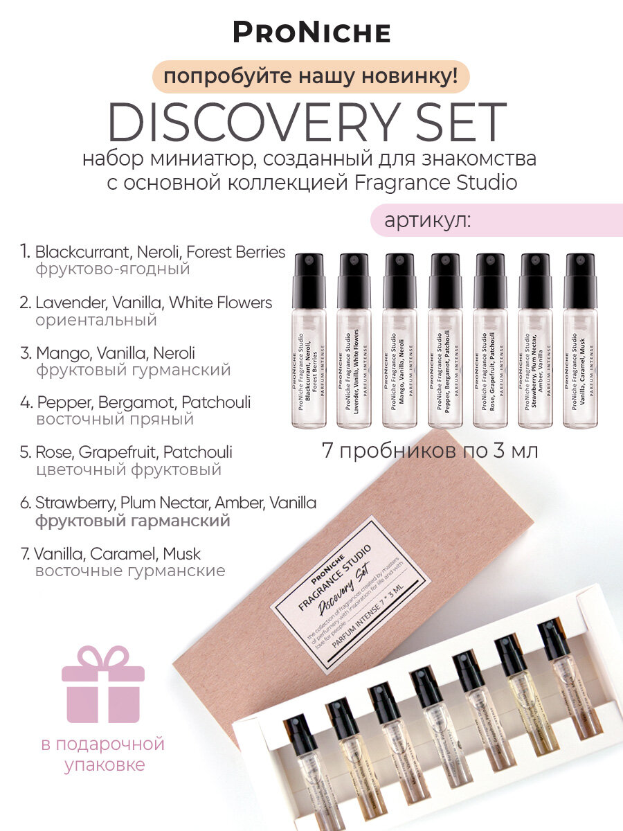 Набор пробников подарочный - духи женские ProNiche Fragrance Studio Discovery set 7 шт по 3 мл парфюмерный набор