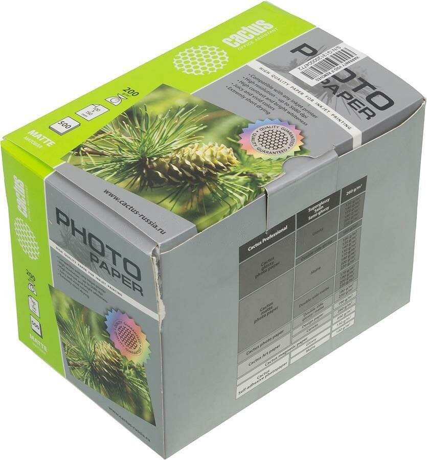 Фотобумага CACTUS A6, 200 г/м2, 500 л, матовая, для струйной печати (CS-MA6200500)