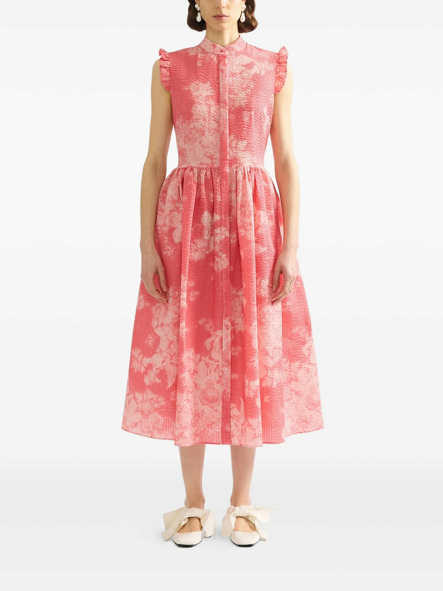 Платье Erdem Floral-pattern midi dress, размер 16, pink — фото 1