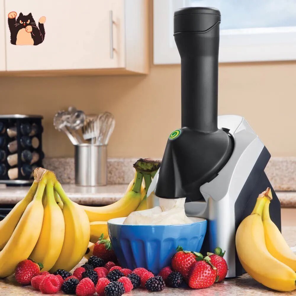 Бытовой небольшой электрический аппарат для приготовления мороженого и фруктового йогурта-HYQ-Серебряный цвет