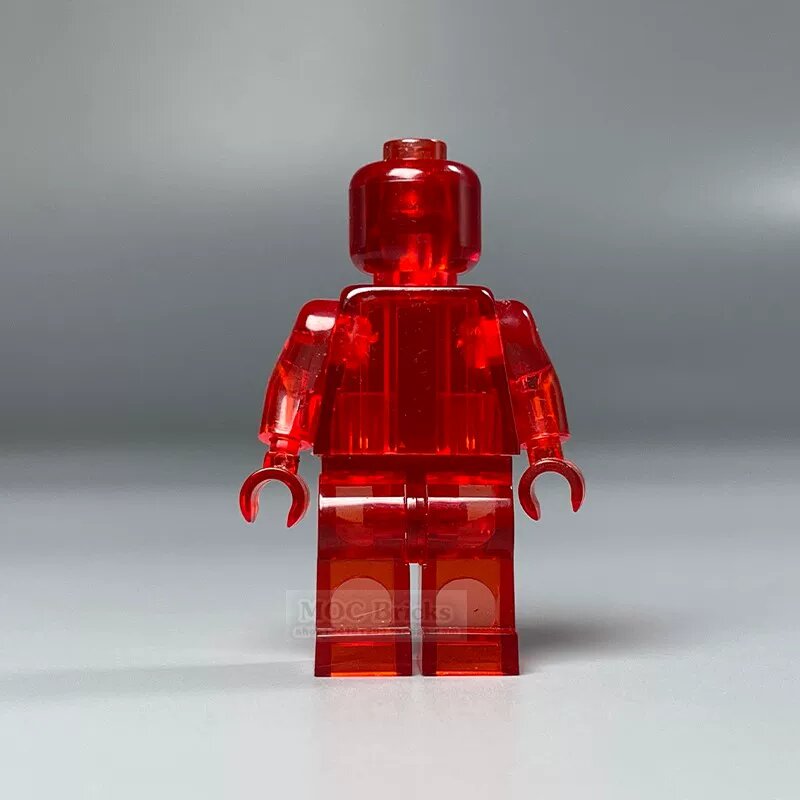 Прозрачная красная минифигурка MOC, однотонная, без ног для кастомных конструкторов 85