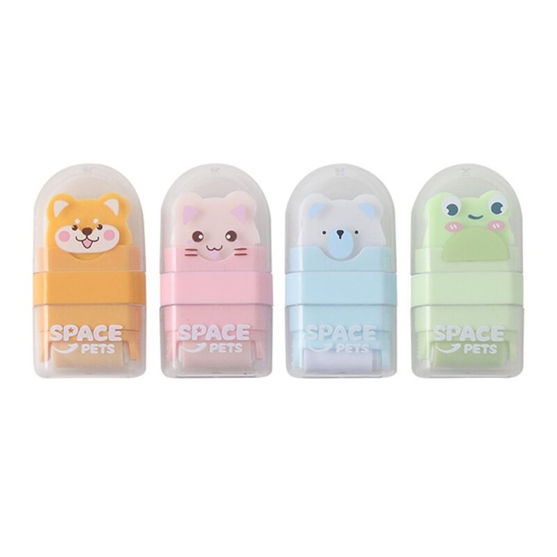 4шт Двусторонний Ластик Для Животных С Ластиком, Роликовый Очиститель Стружки, Многофункциональный Инструмент Для Стирания Для Школьного Офиса