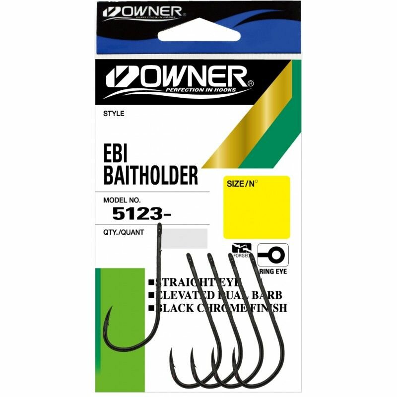 Крючок рыболовный Owner Ebi Baitholder BC 5123 №2/0 (5 шт в упаковке)