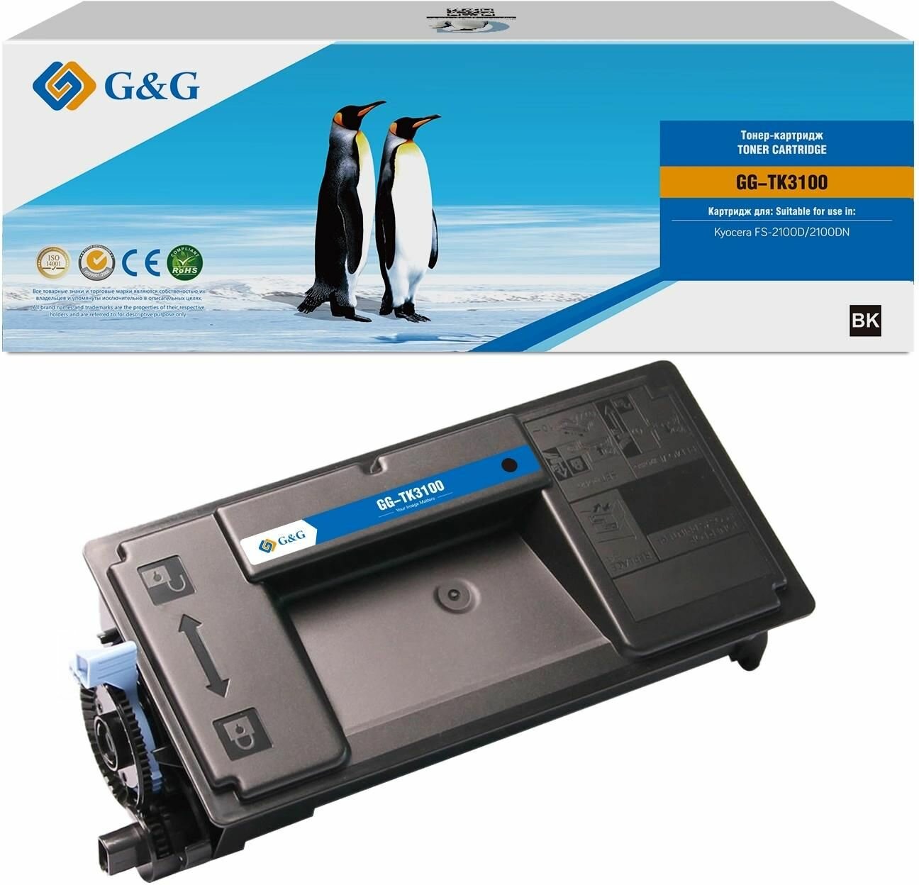 Картридж лазерный G&G TK-3100 черный, 12500 страниц, для Kyocera FS-2100D 2100DN (GG-TK3100)