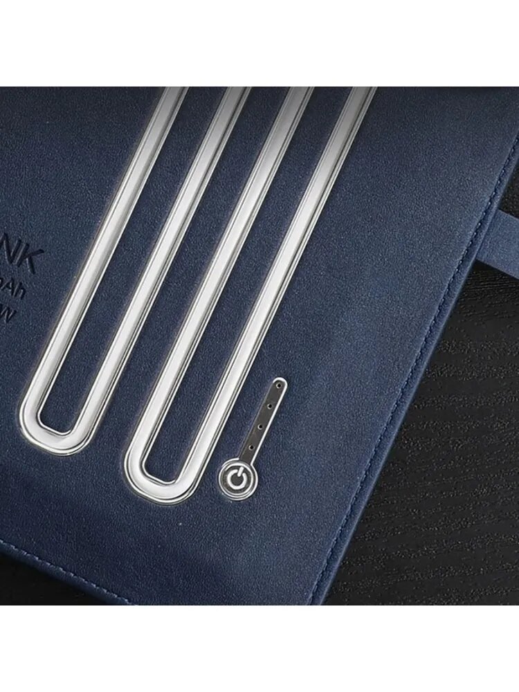 Ежедневник Power Notebook+ синий с USB-накопителем и ручкой, кожаный переплет для мужчин и женщин — фото 1