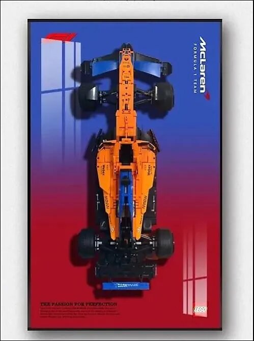Рамка для Лего Формула 1 50x80 см | Настенный держатель | Алюминиевая витрина с зеркалом, Белого цвета