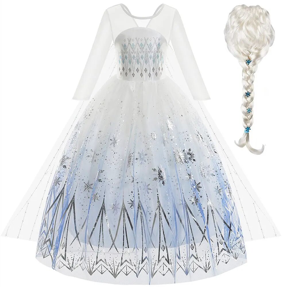 Костюмы на Хэллоуин: Белое платье принцессы Эльзы для девочек, длинное 4T(TAG120), Elsa Suit 06