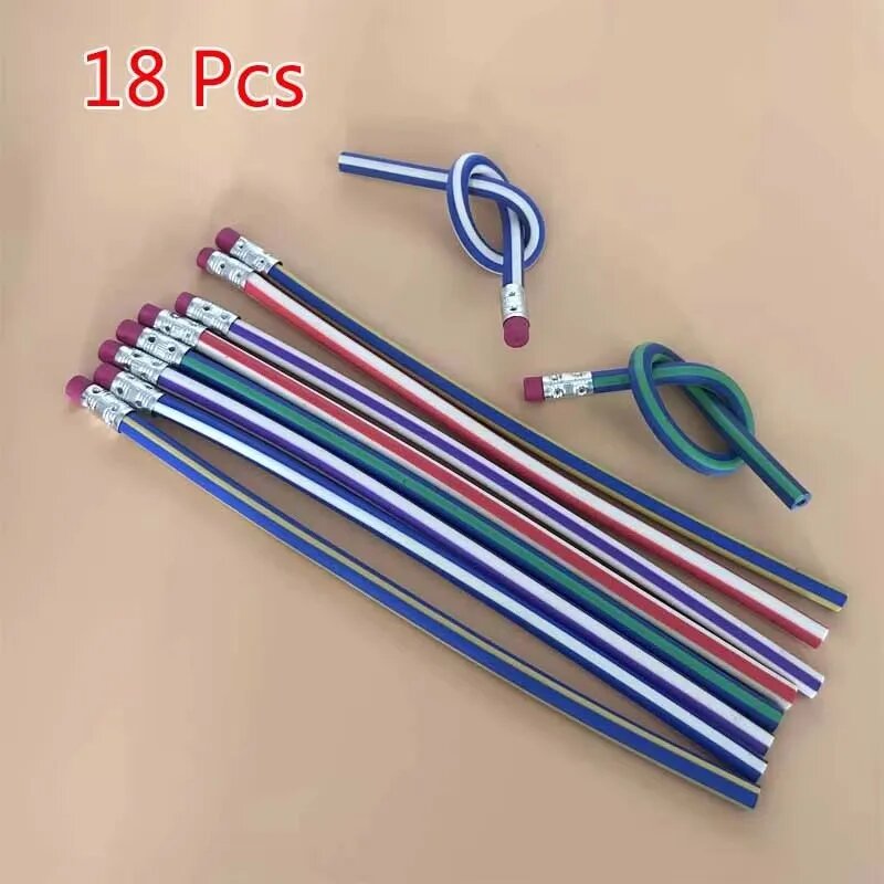 18 Упаковок Гибких Мягких Карандашей Bendy Magic, Креативные Детские Карандаши С Ластиком, Школьные Награды