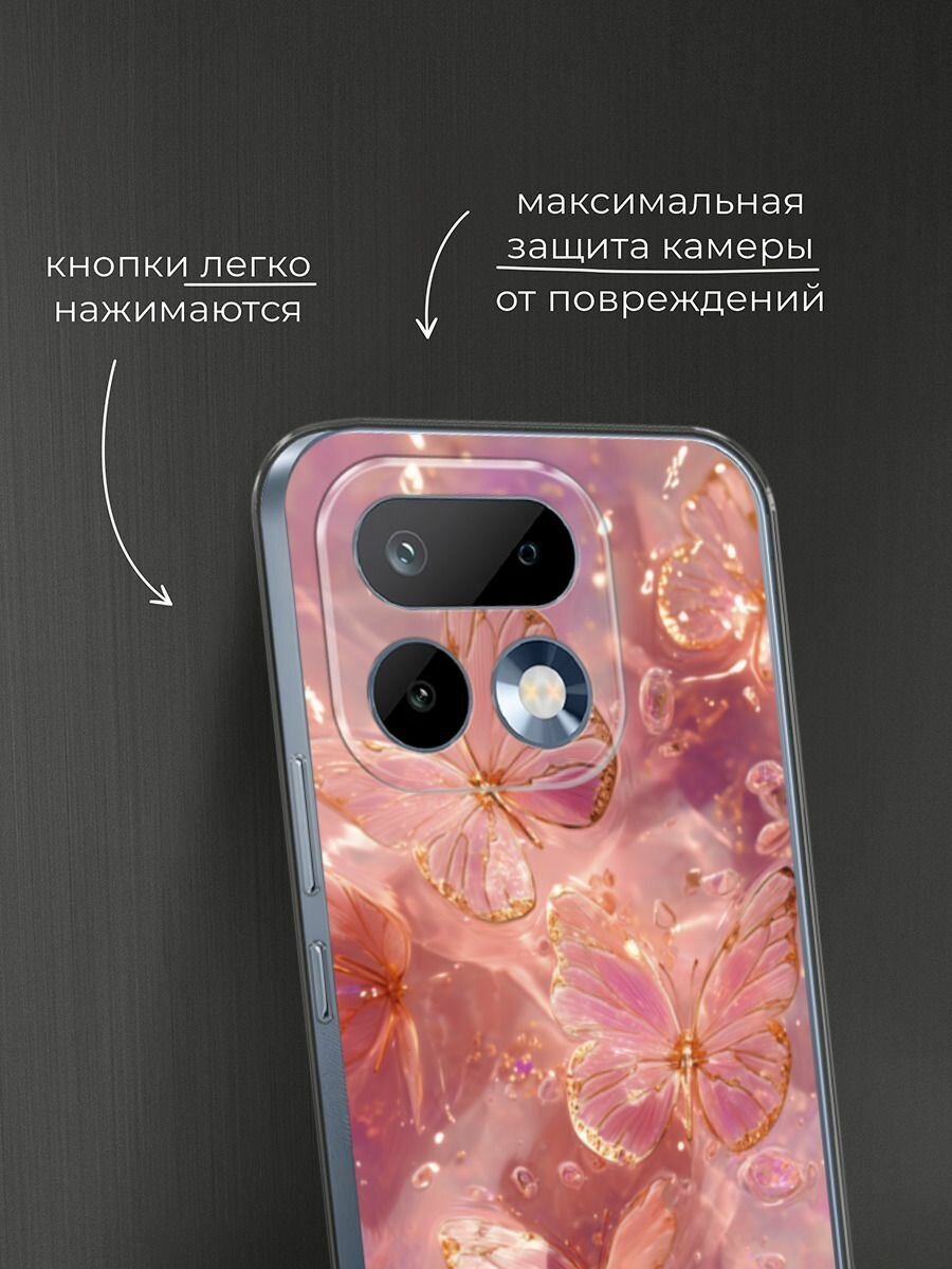 Силиконовый чехол на Realme 16 Pro / Реалме 16 Про с принтом Жемчужные бабочки — фото 1