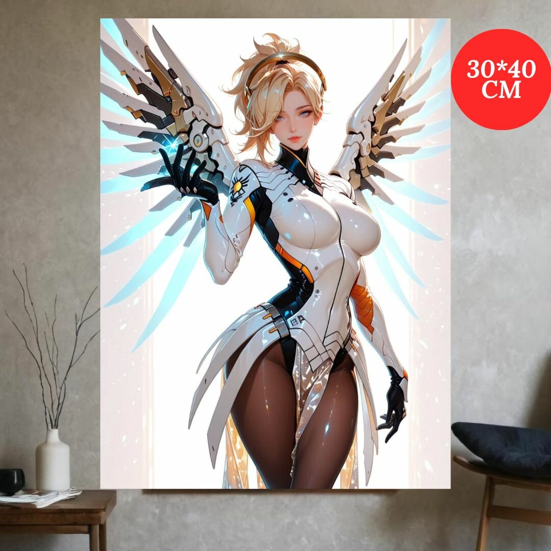 Картина на металле (Overwatch) Ангел, 30*40 см
