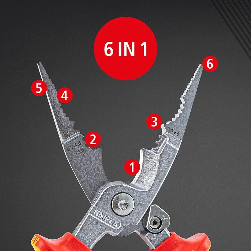 KNIPEX 1396200 Клещи для электромонтажа 200 мм Красный/Желтый для зачистки проводов — фото 1