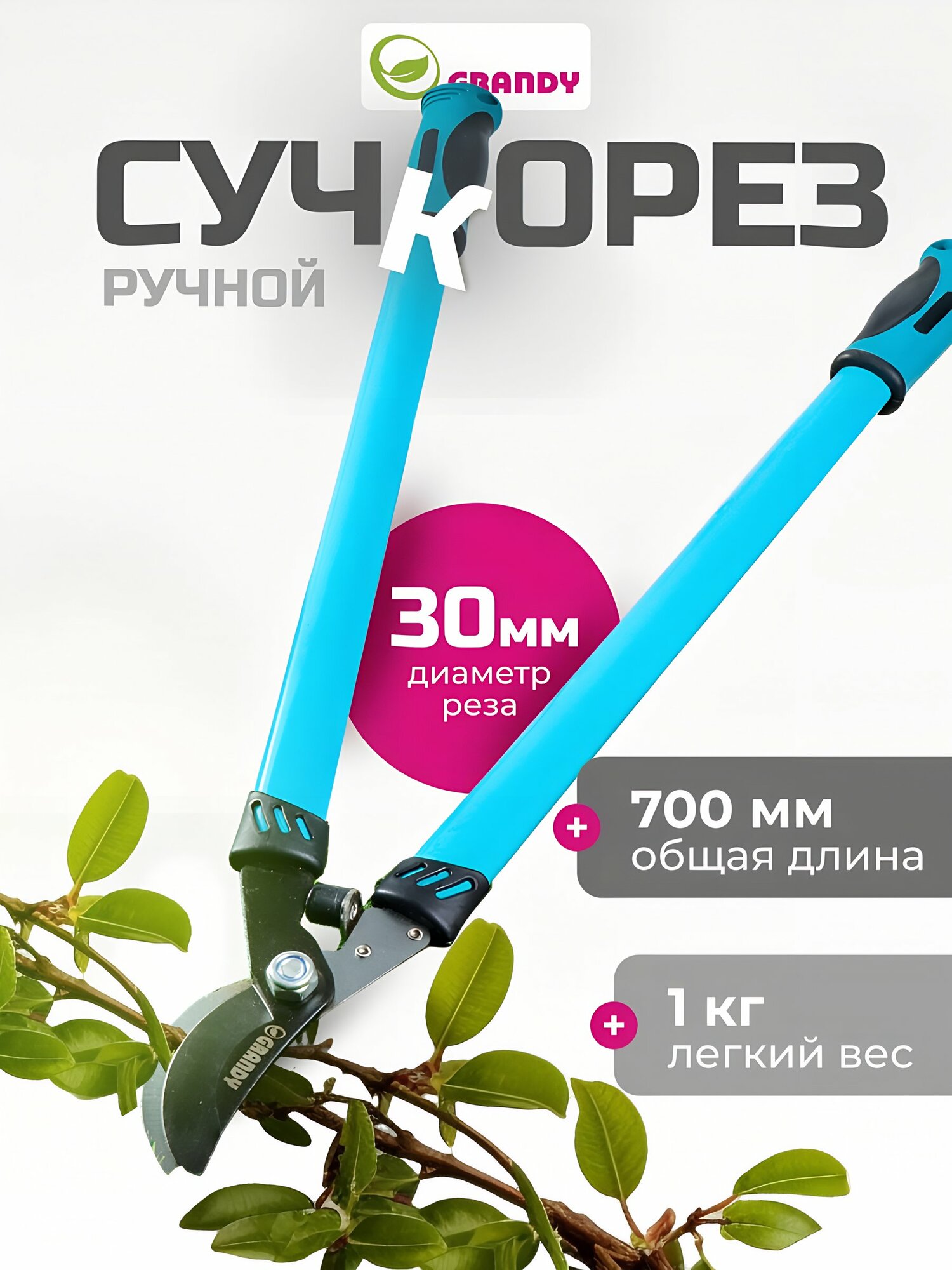 Сучкорез садовый для дачи и огорода, прямого реза, 700 мм, Grandy