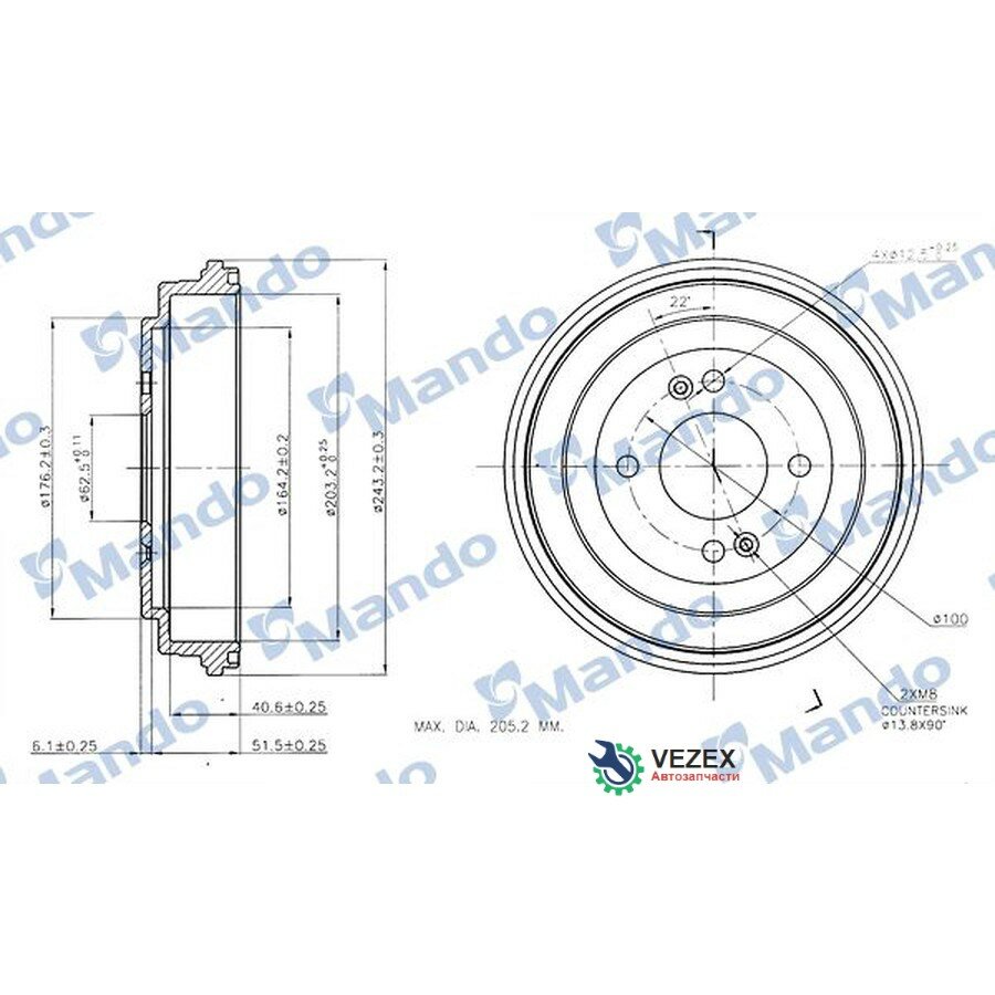 MANDO MBD050026 Барабан тормозной