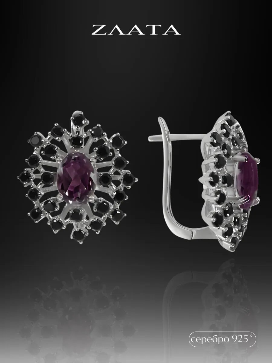 Серьги, 925 проба, родирование, рубин