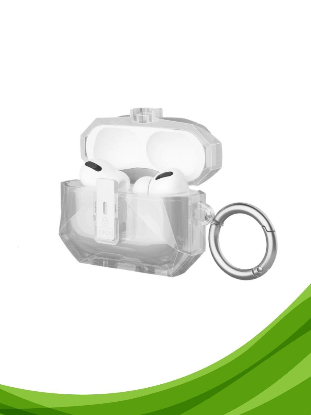 Чехол-зарядка прозрачный с замком для AirPods Pro 3, прозрачный