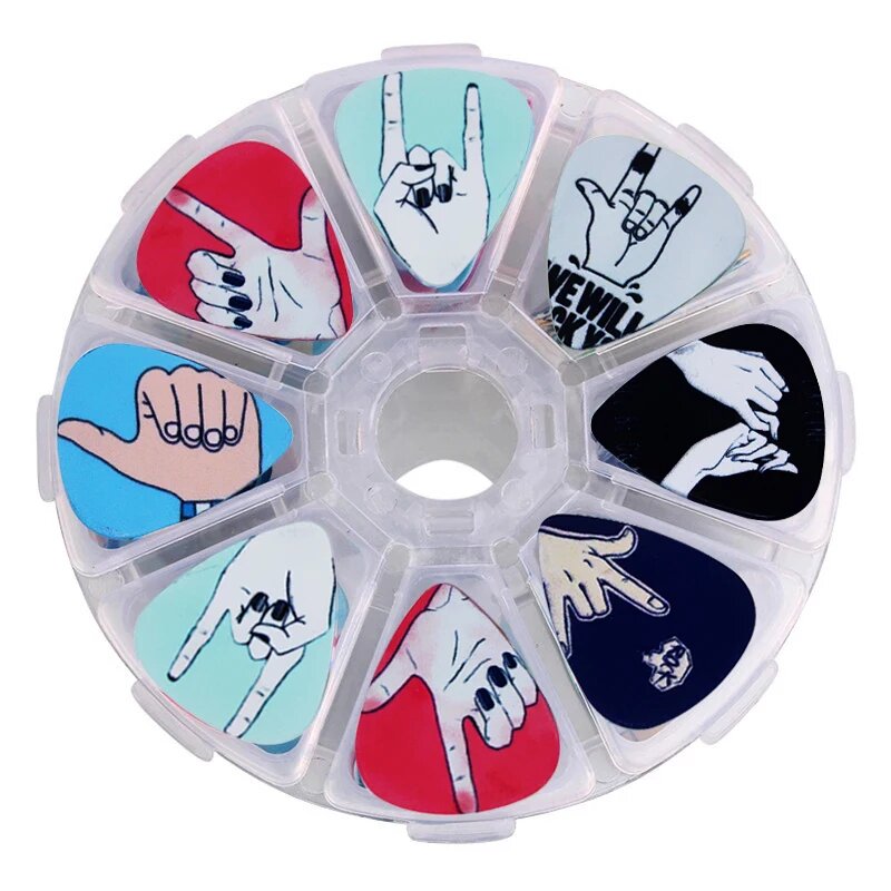 50 шт. смешанные 0,46/0,71/1,0 мм медиаторы для акустической гитары, укулеле, рок-гитары, аксессуары, медиатор в мультяшном стиле с футляром