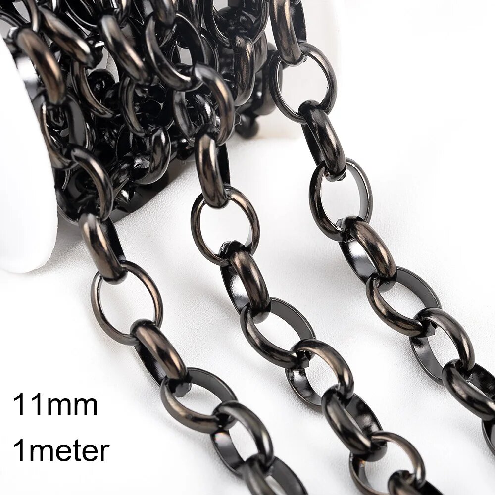 MINGXUAN Черная цепочка из нержавеющей стали 1 метр для рукоделия 11mm 1meter
