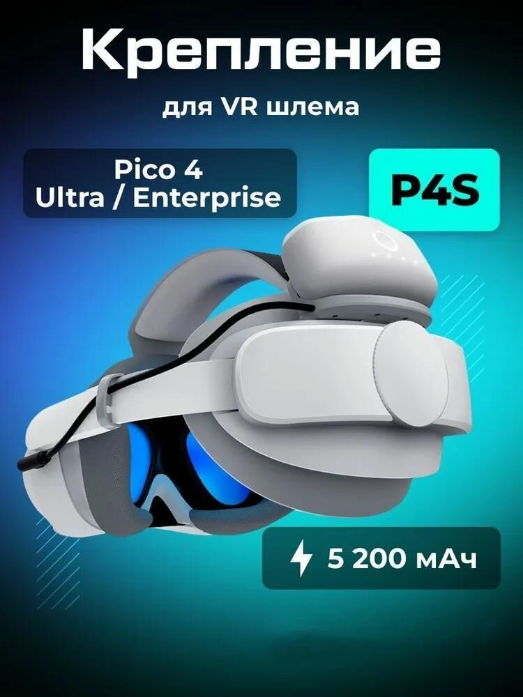 P4S Battery Strap For PICO 4 Ultra & Ultra Enterprise VR Headset 5200mAh Magnetic B2 Battery Pack с сотоподобными накладками