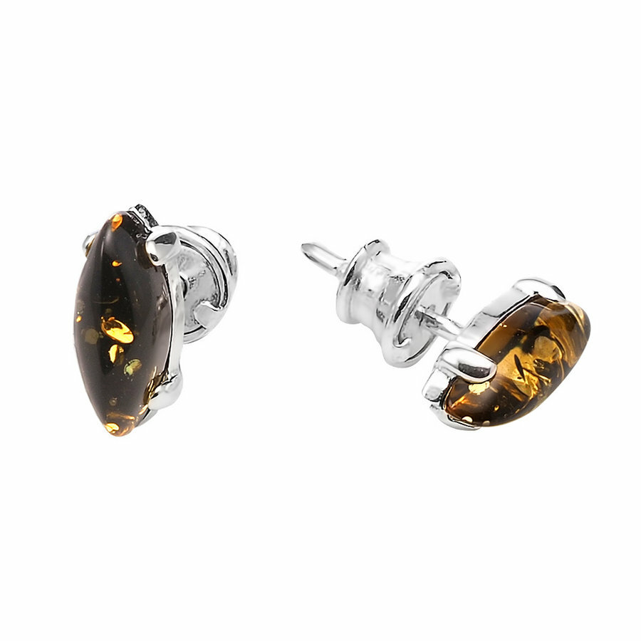 Серьги, серебро, 925 проба, янтарь