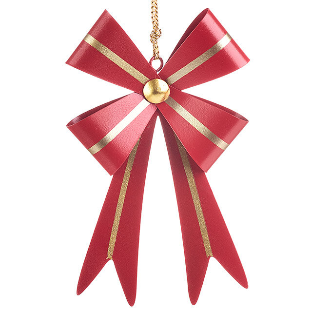 Елочная игрушка Бант Мидлтон - Полоска 9 см, красный, металл, Koopman, GR9124040-1