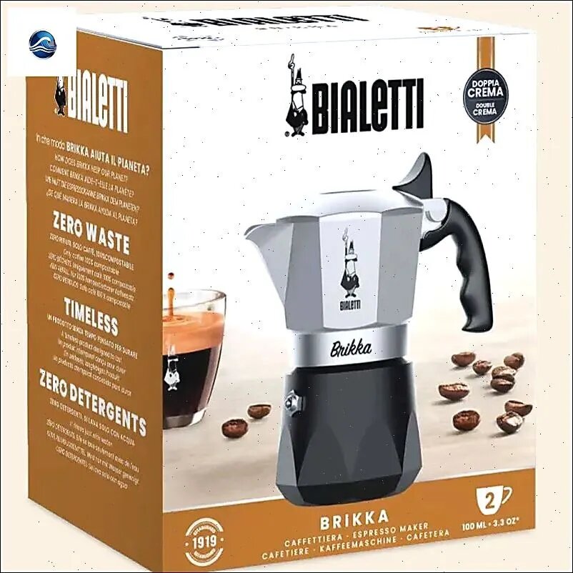 Ручная кофеварка Bialetti Brikka гейзерная с клапаном для пенки, объем 2 чашки, пластик — фото 1