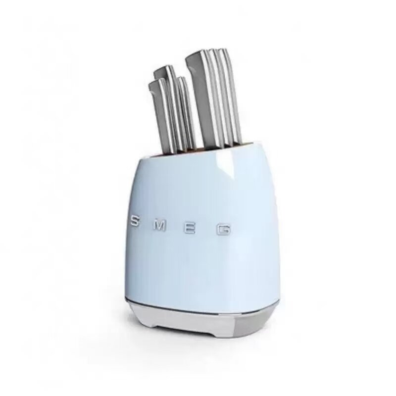 Smeg Набор кухонных ножей из нержавеющей стали, 7 предметов, с подставкой blue