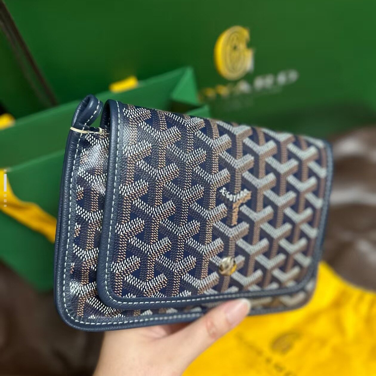 Сумка-конверт Goyard WOC с узором «гусиная лапка», Y-образная трехслойная сумка-клатч с полноцветным принтом, сумка на плечо и через плечо.