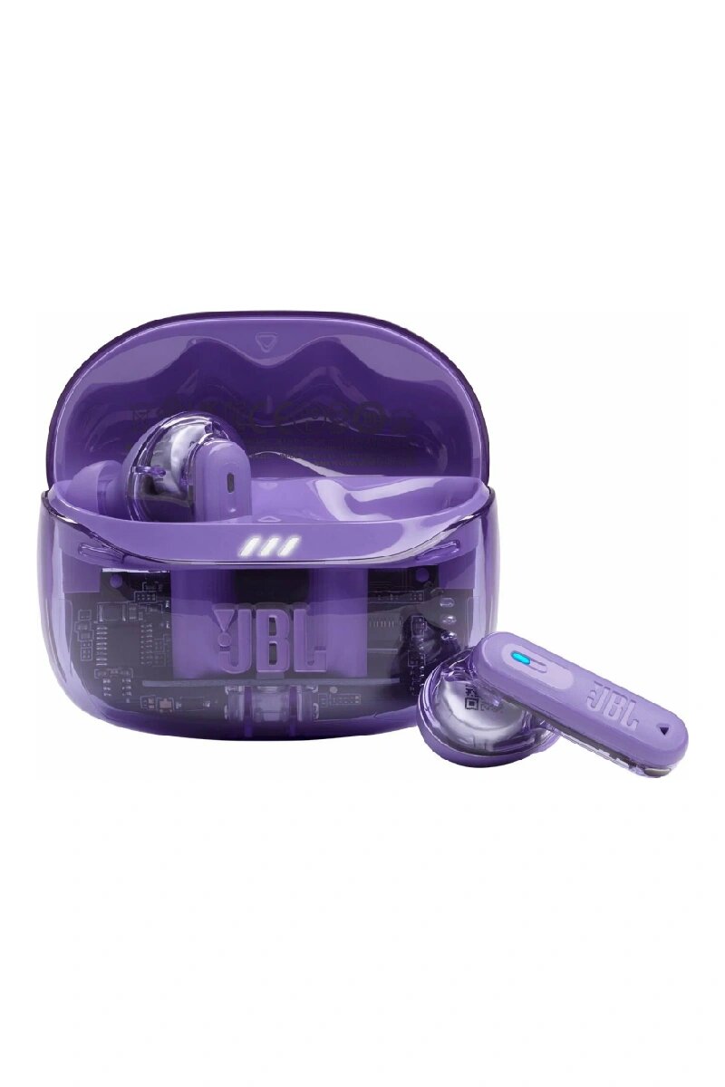 Беспроводные наушники JBL Tune Beam 2, TWS наушники с шумоподавлением, (Ghost Purple) Прозрачный пурпурный