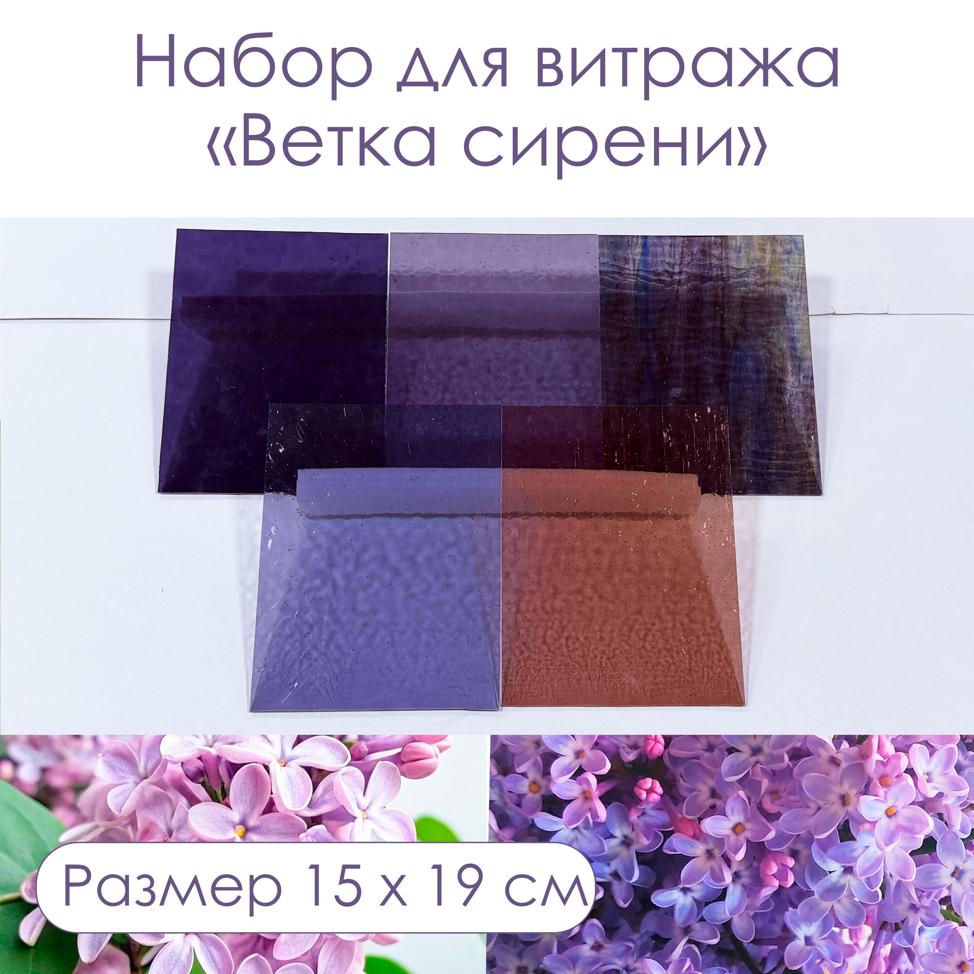 Витражное стекло Ветка сирени-1