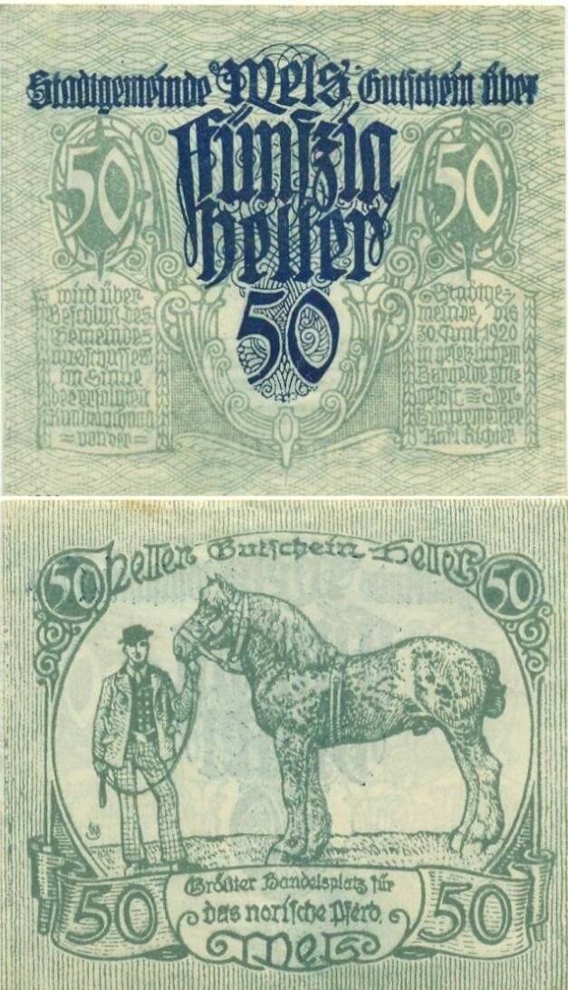 Австрия 50 геллеров 1920 Вельс aUNC