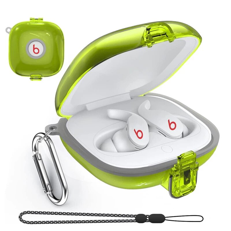 Желтый чехол для наушников Beats Fit Pro с застежкой и шнурком, противоударный чехол из ТПУ для Apple Earbuds