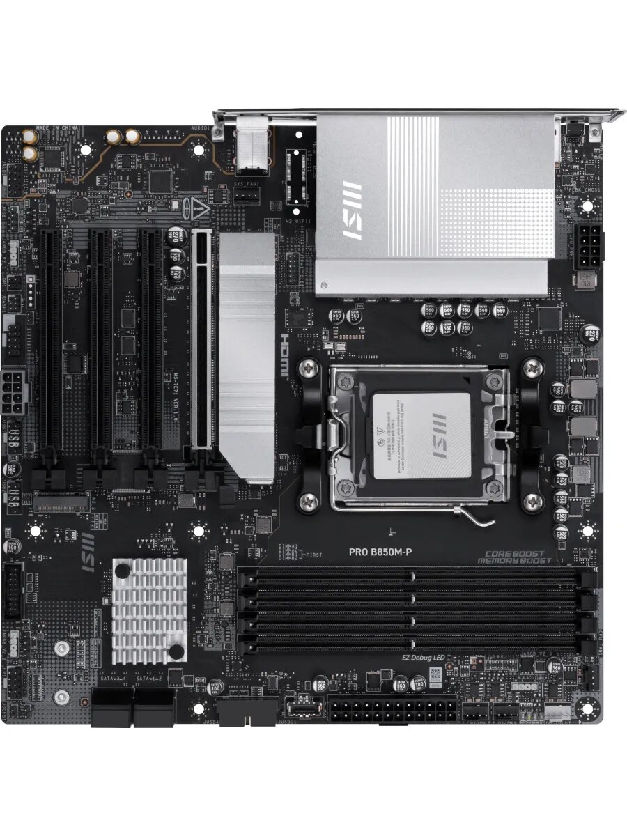 Материнская плата MSI PRO B850M-P Socket AM5 AMD B850 4xDDR5 mATX AC`97 8ch(7.1) 5Gigabit RAID+HDMI+DP