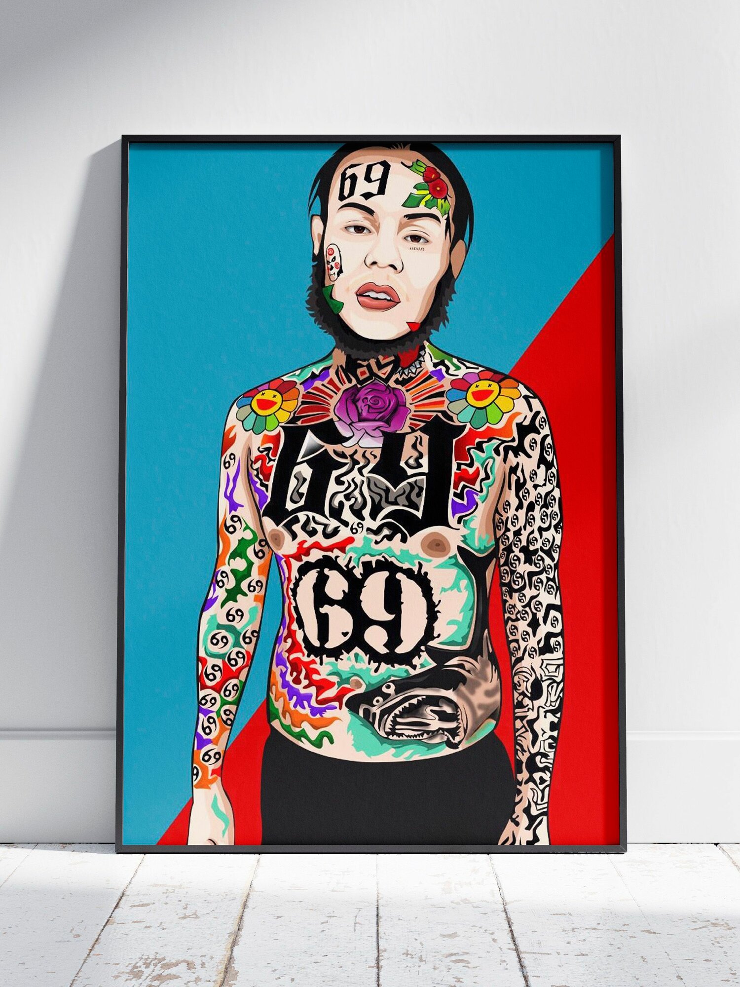 Плакат на стену для интерьера Сикснайн - Tekashi 69 (6ix9ine 8) - Постер по музыке и артисту формата A4 (21x30 см)