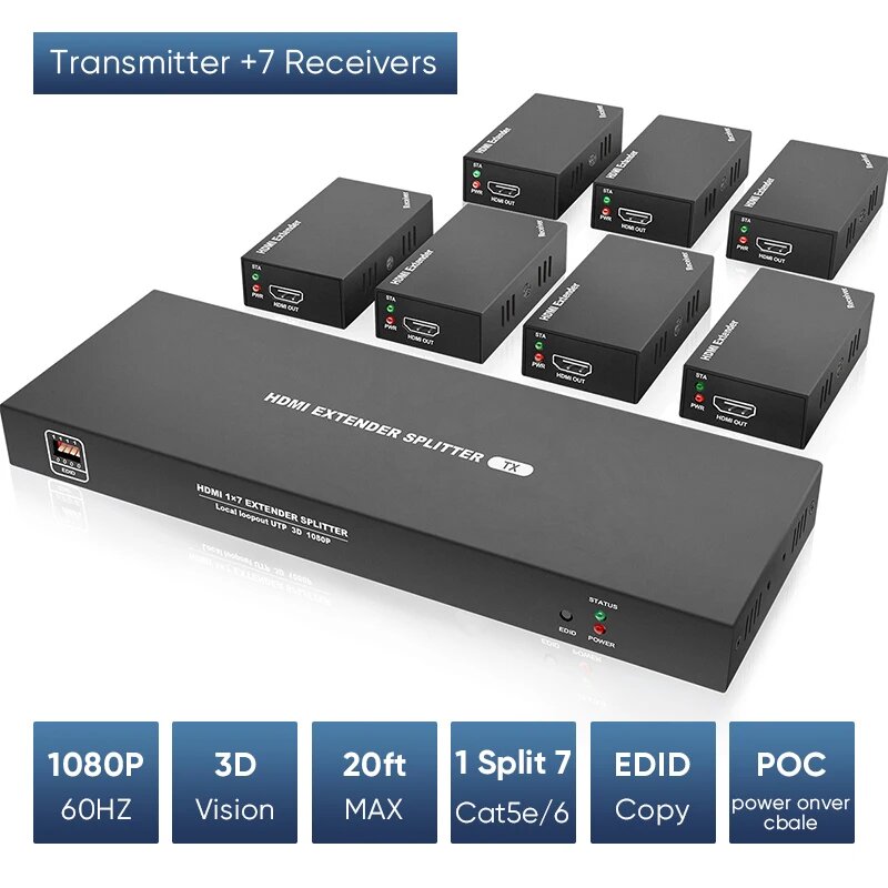 Hoom HDMI удлинитель 1x7, 50м, UK, HTS0107
