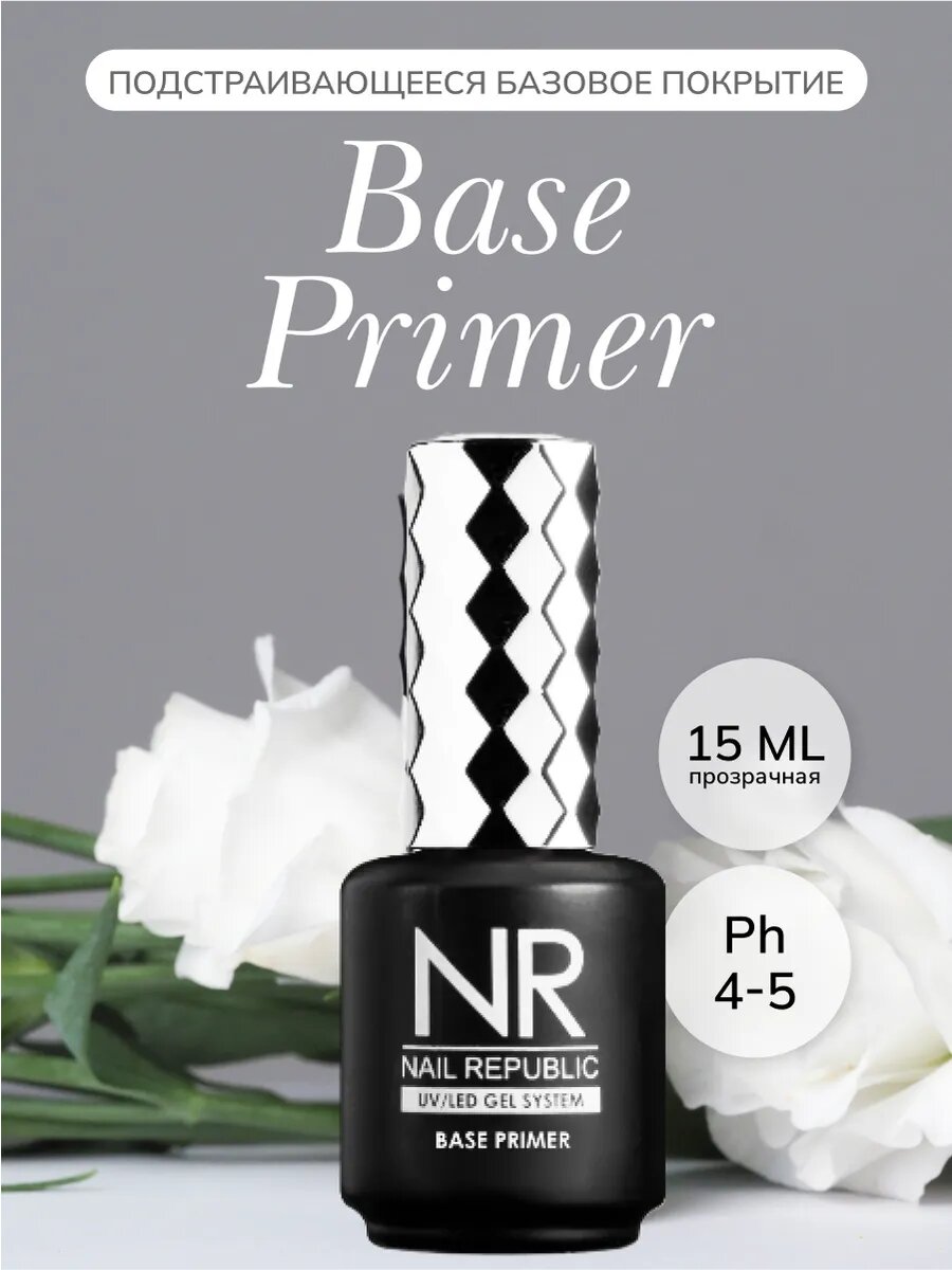 База для ногтей Nail Republic NR Base Primer, прозрачная, самовыравнивающаяся, 15 мл