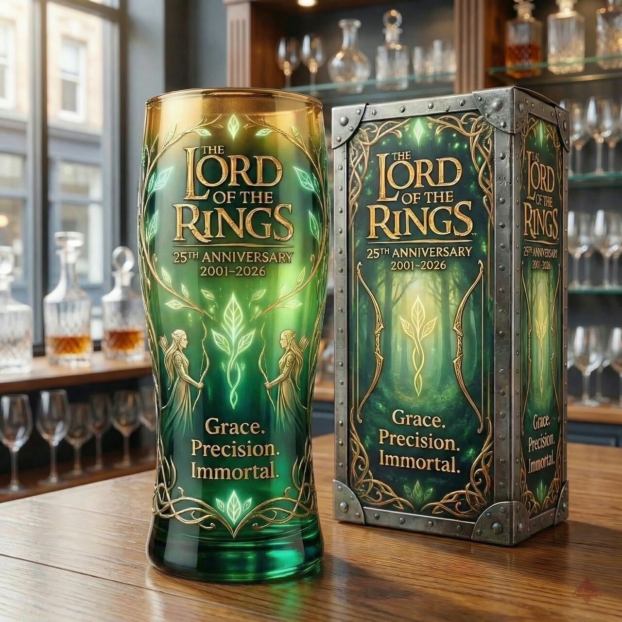 The Lord of the Rings, Пивной бокал "Властелин колец", Эльф, Пинтовый пивной бокал, Цветное стекло