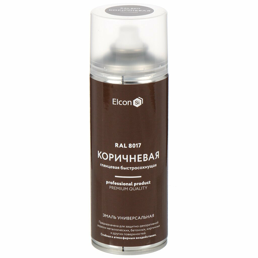 Эмаль аэрозольная Elcon универсальная быстросохнущая акриловая глянцевая коричневая RAL 8017 520 мл для любых поверхностей