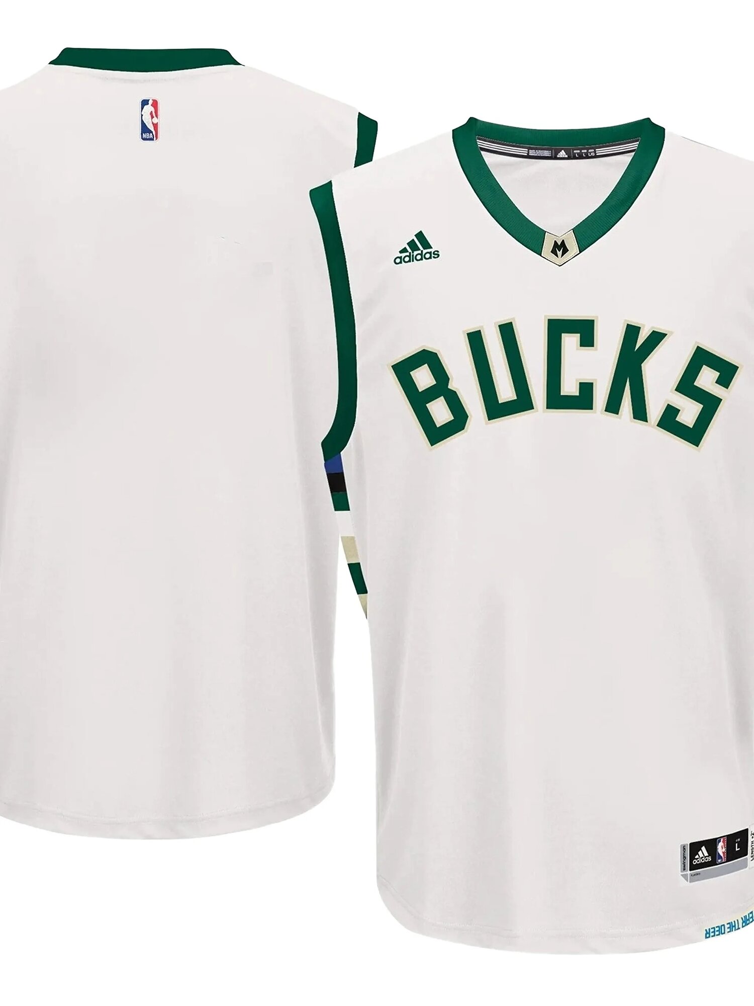 Топ adidas Milwaukee Bucks Swingman, размер 48 GER, бежевый/белый — фото 1