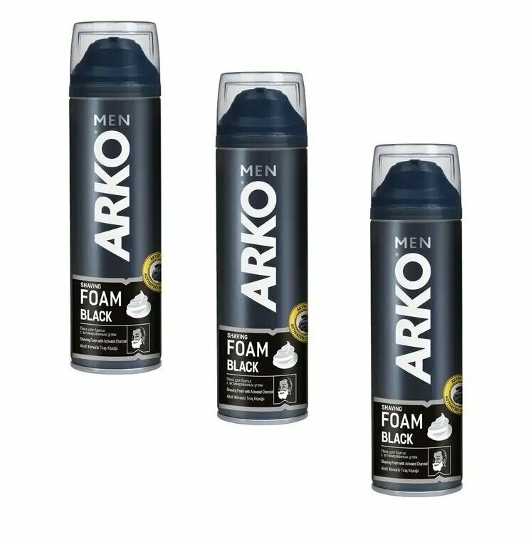 Пена Arko Men для бритья Black, 200мл 3шт