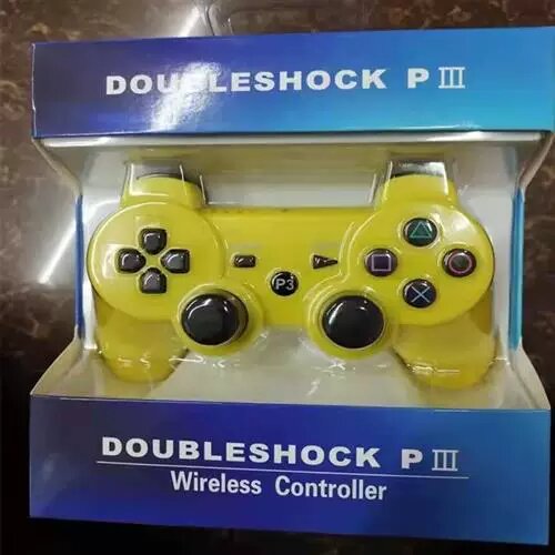 Желтый PS3 контроллер с двойной вибрацией и беспроводным USB для ПК-игр, совместимый с Windows и Mac
