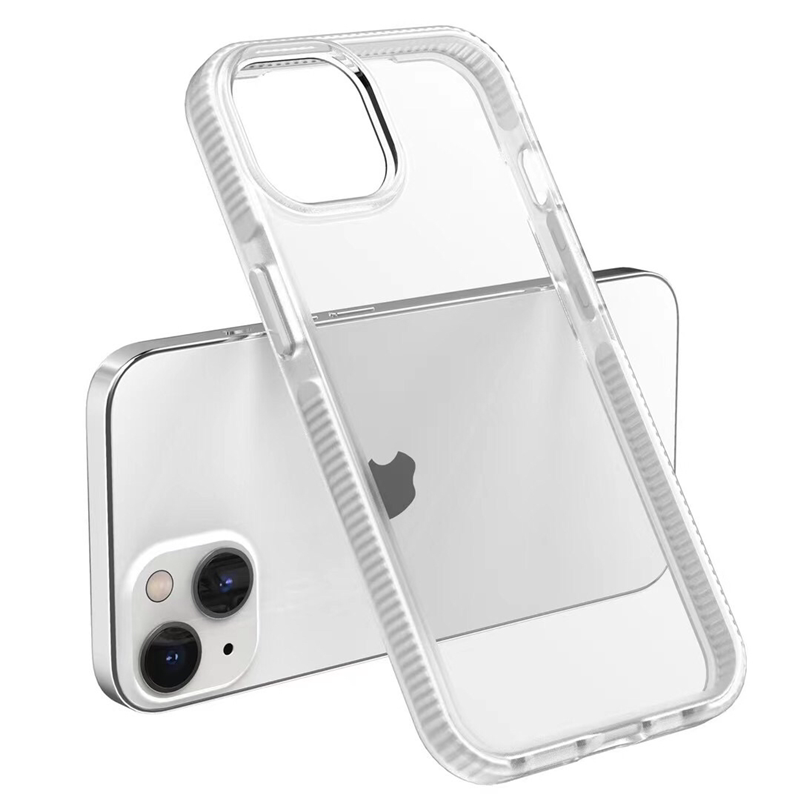 Чехол для iPhone 15 с белой кромкой - прозрачный антицарапинный полный чехол