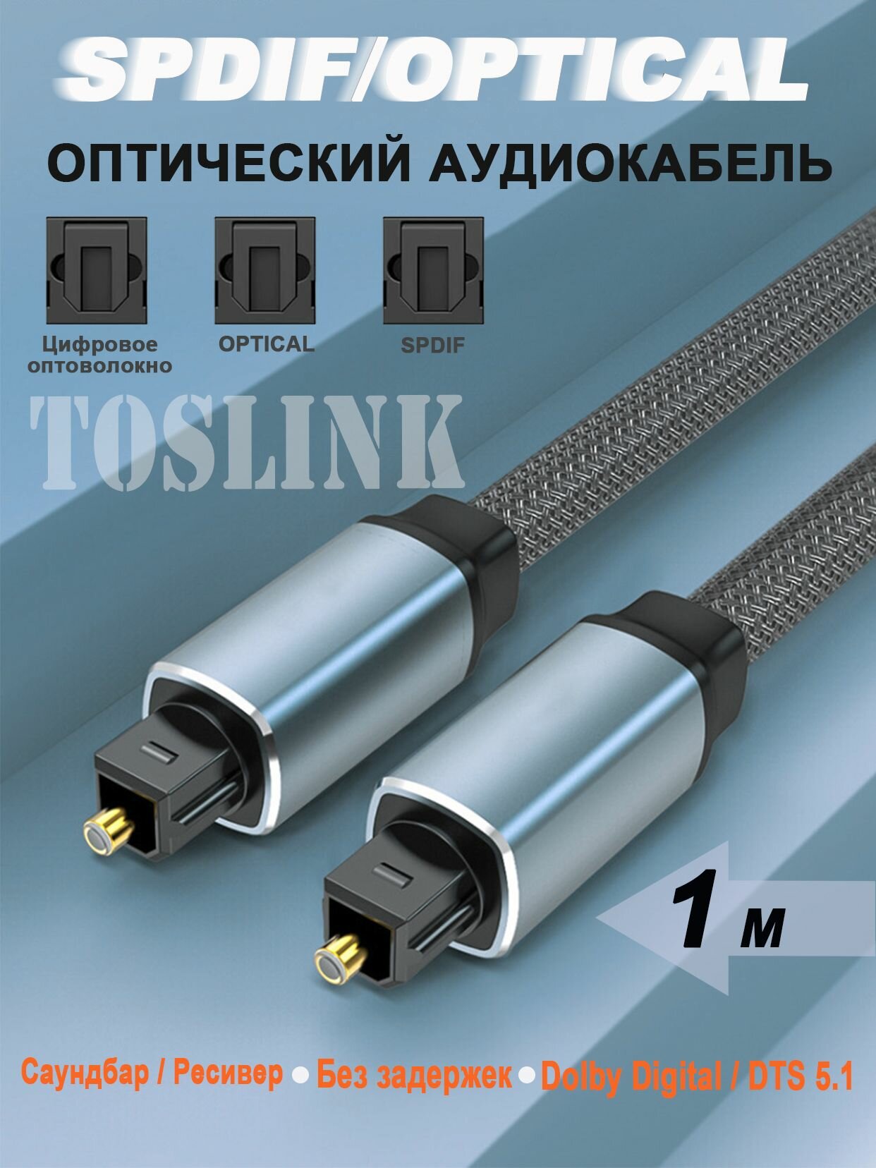 Оптический аудиокабель TOSLINK SPDIF 5.6мм, квадрат-квадрат, японский сердечник Mitsubishi, без задержек и помех, нейлоновая оплетка, алюминий, для телевизора, саундбара, ресивера, ПК, PS5
