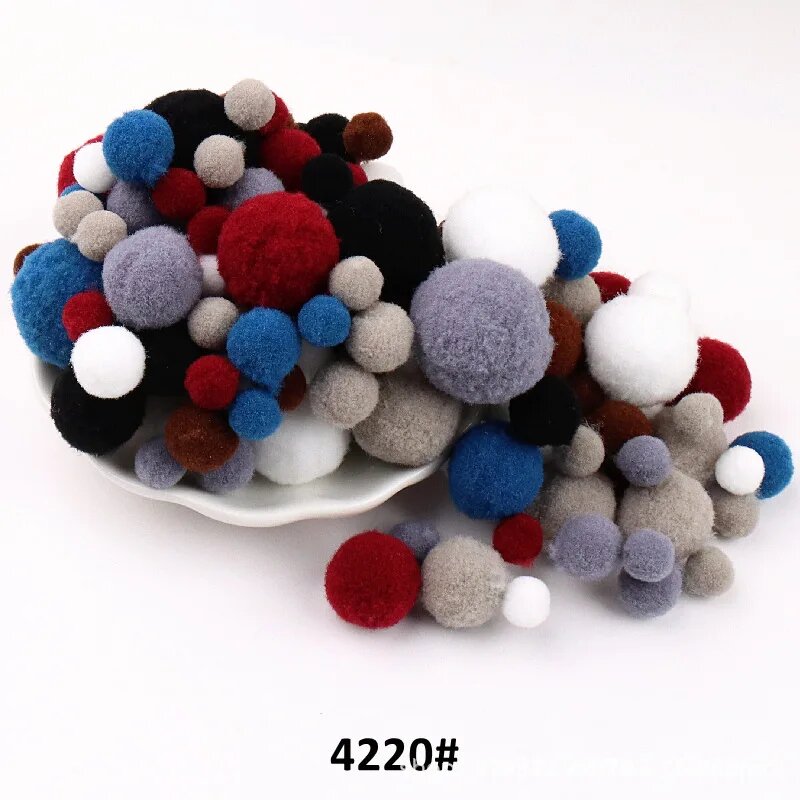 Помпоны из полиэстера, цвет 5 mix size, 10-30 мм