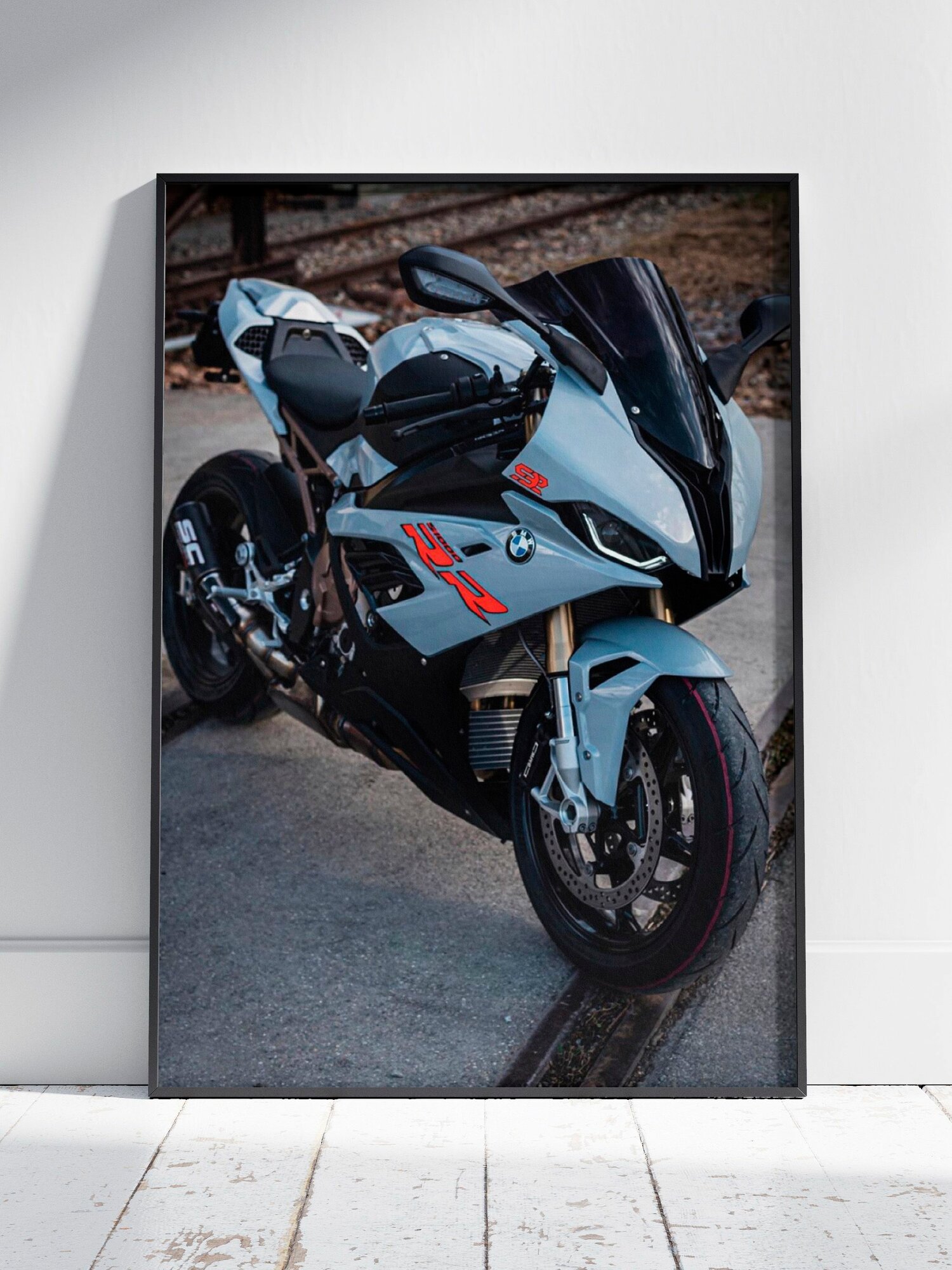 Плакат на стену для интерьера Мотоцикл (BMW S1000RR 13) - Постер по мото и байкам формата A4 (21x30 см)