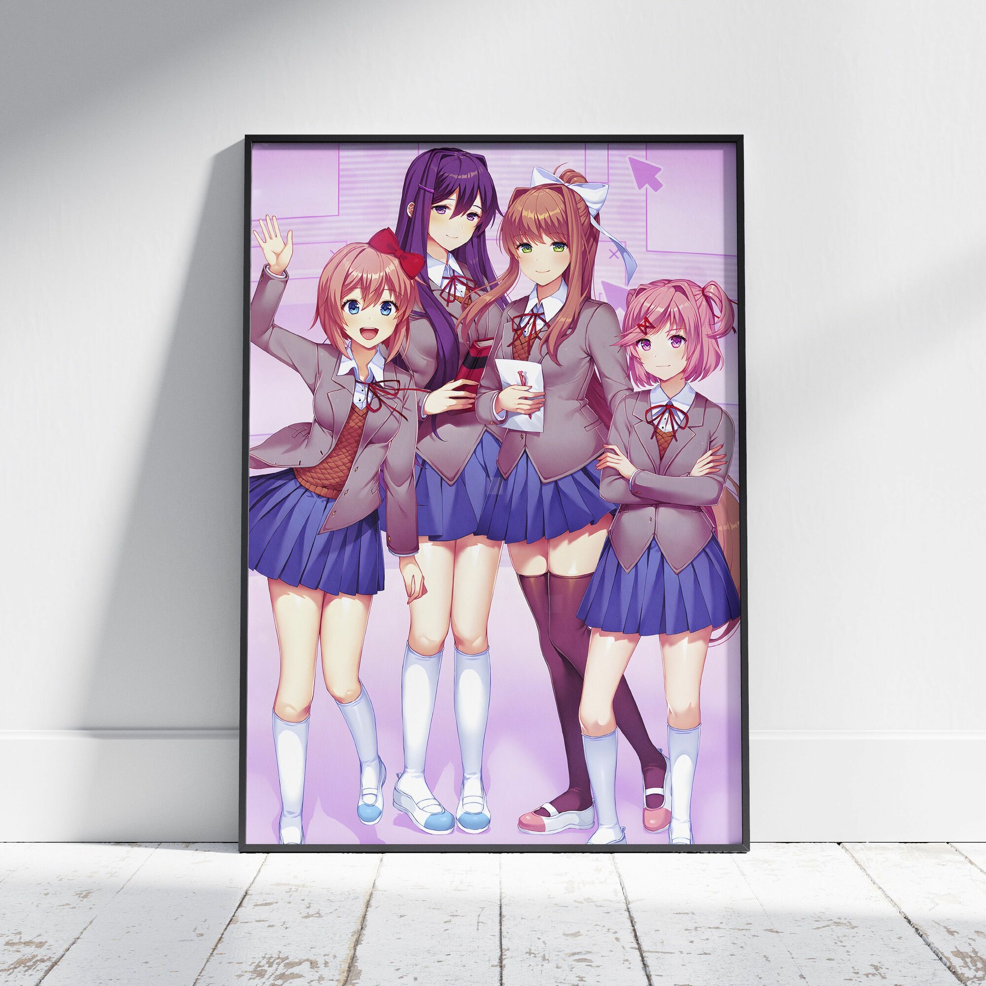 Плакат на стену для интерьера Литературный клуб Доки Доки (DDLC - Общее 4) - Постер по игре визуальной новелле формата А3 (30x42 см)