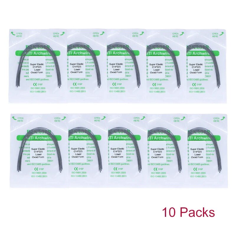 Orthodontic Arches Niti Archwire Super Elastic Rectangular Ovoid 10 packs 16x16 Upper 10 packs