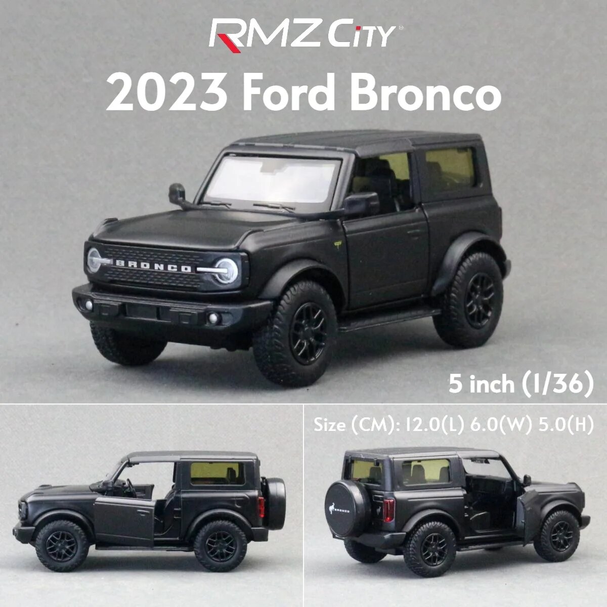 RMZ City Ford Bronco 2023, черный матовый, 1/36