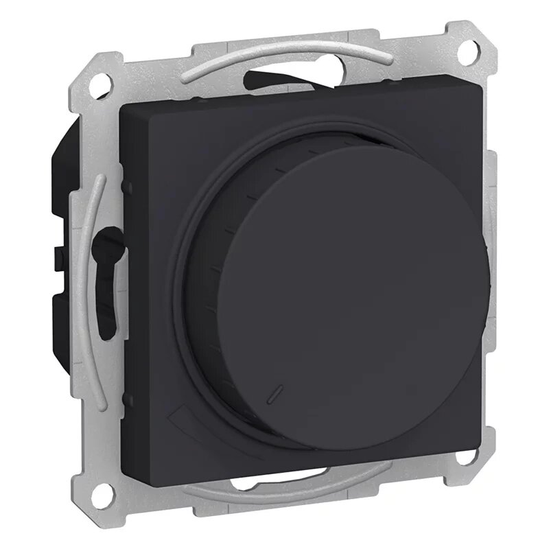 Светорегулятор (диммер) Systeme Electric AtlasDesign поворотно-нажимной, LED, RC, 400Вт, механизм, Карбон